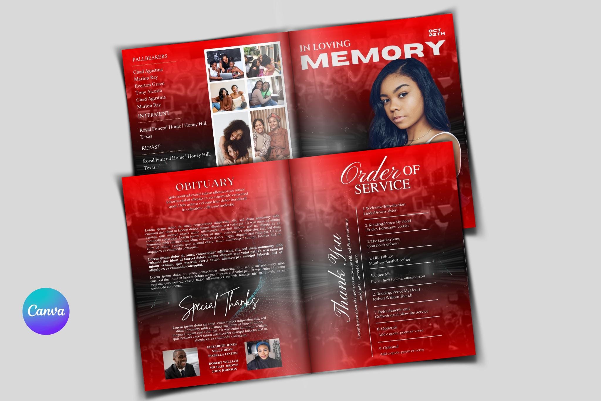 8-page Funeral Program Booklet, Magazine Style 8 Pages Funeral Program ...