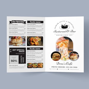 Canva Simple Food Menu Template, Modern Bi-fold Food Menu Template ...