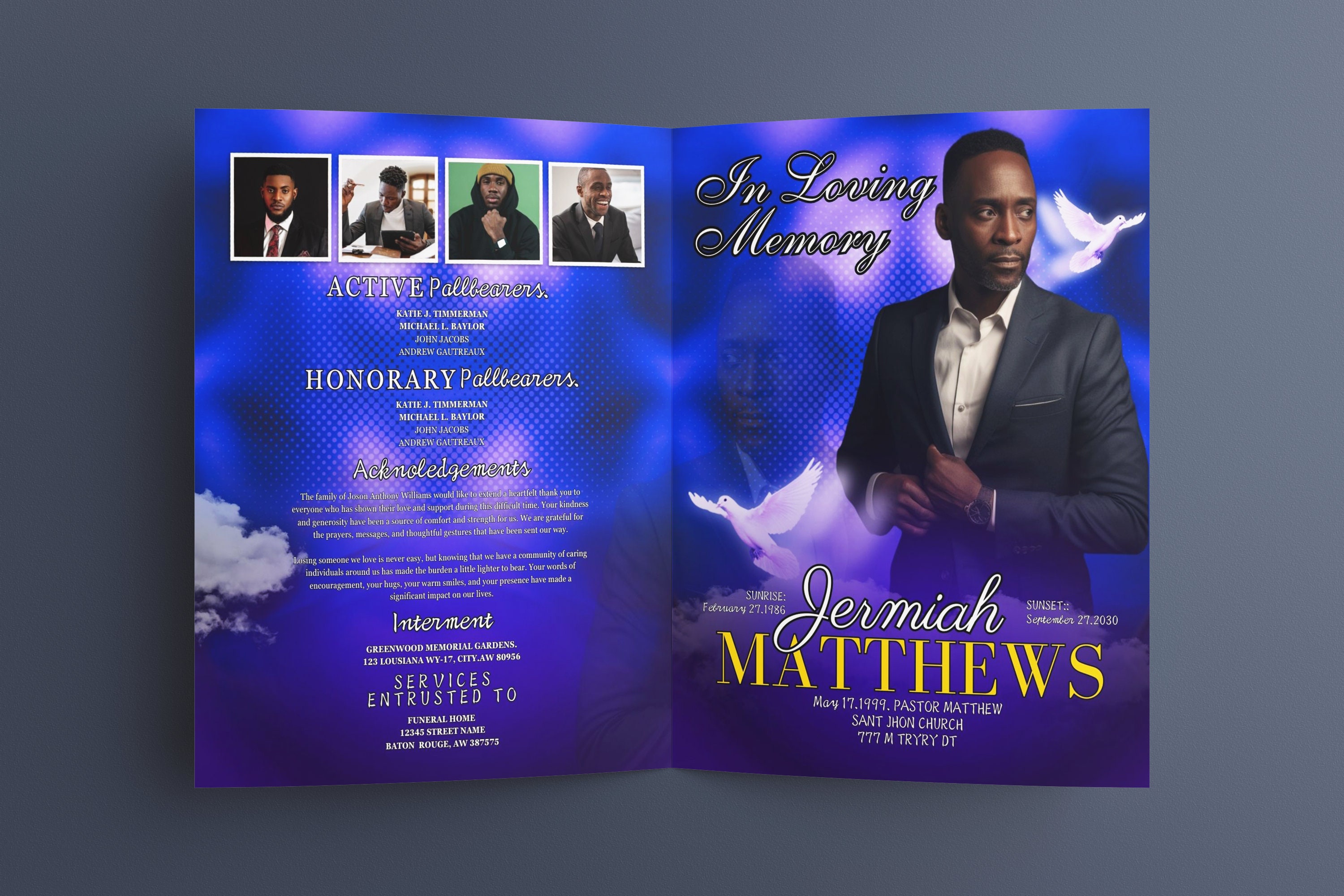 Celebrate Life: Editable Funeral Booklet Template 8 Page Funeral ...