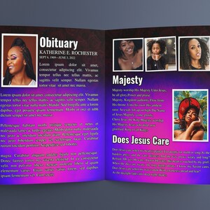 Magazine Style in Loving Memory Program, Elegant Blue Funeral Program ...
