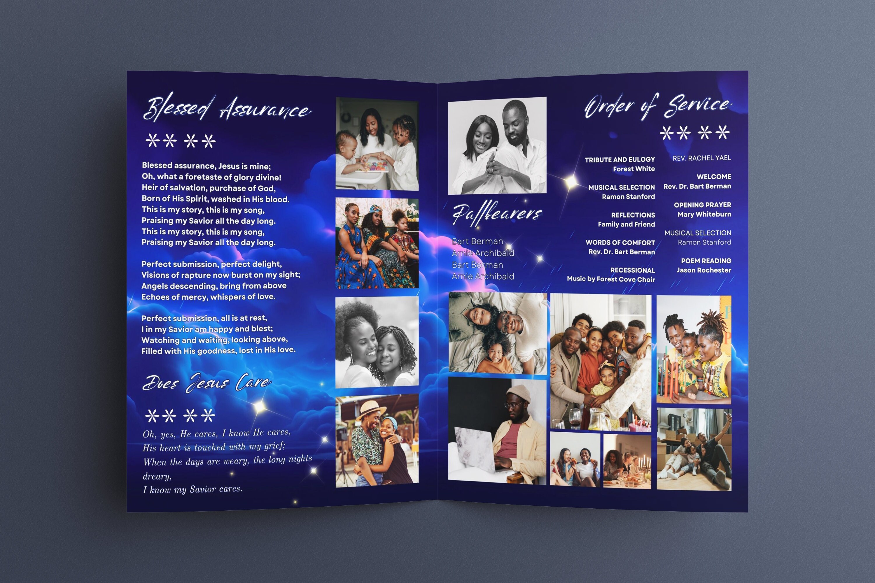 Printable Memorial Service Booklet - 8 Pages - Blue, Editable 8-page ...