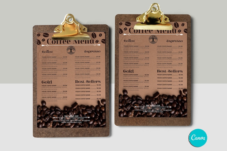 Editable Coffee Menu Template, Printable DIY Cafe Menu Template ...