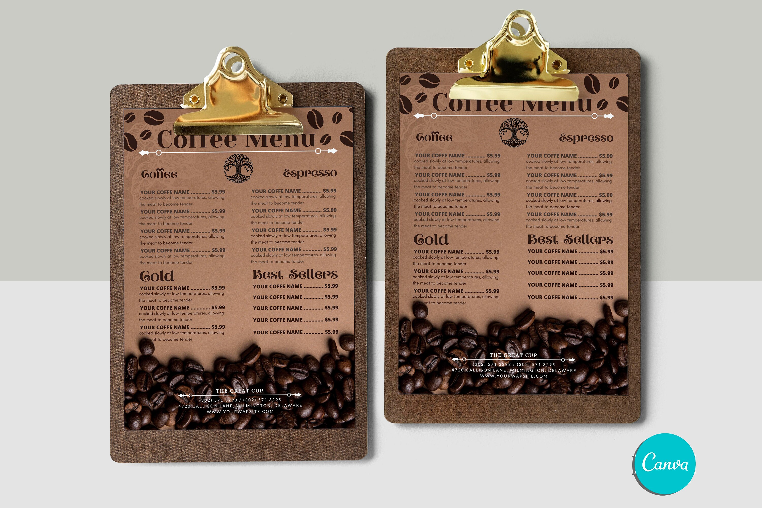 Editable Coffee Menu Template, Printable DIY Cafe Menu Template ...