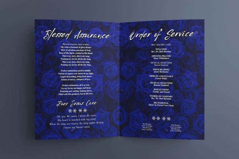 Funeral Memorial Booklet Canva Template (8 Pages), Elegant Style ...