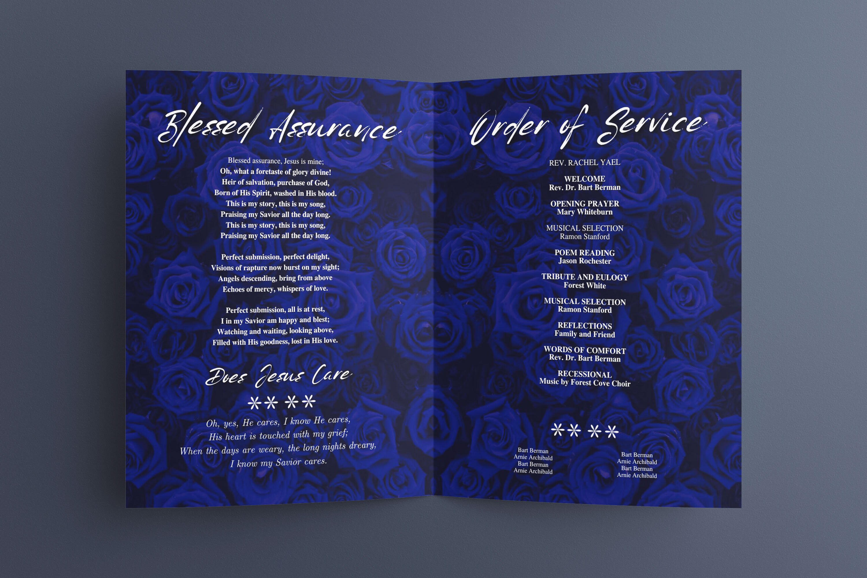 Funeral Memorial Booklet Canva Template 8 Pages, Elegant Style Funeral ...