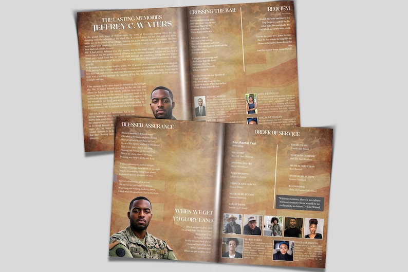 Army Funeral Program Canva Template, Celebration of Life, Memorial ...
