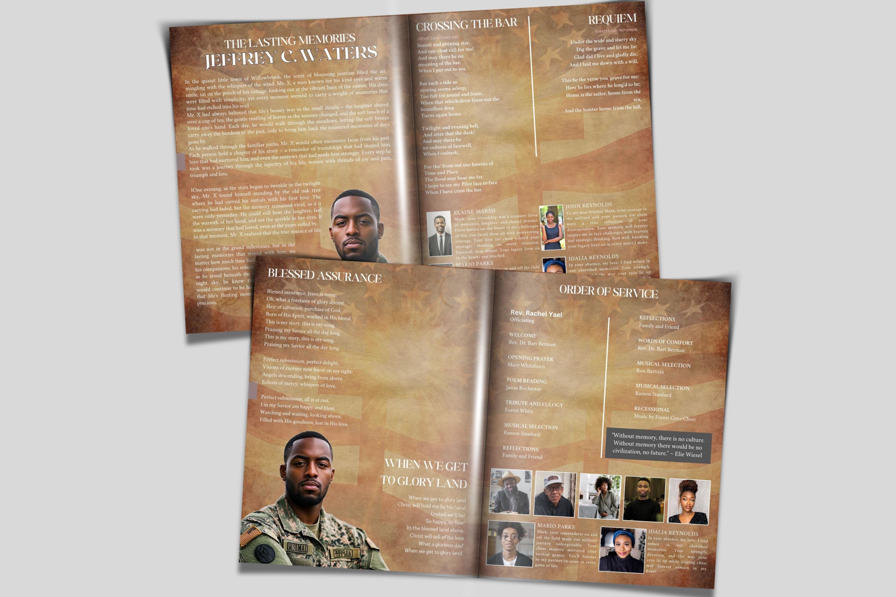 Army Funeral Program Canva Template, Celebration of Life, Memorial ...
