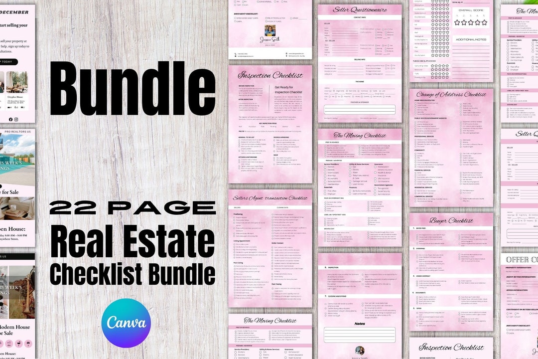 Checklist Bundle for Real Estate, Home Seller & Buyer Checklists, Real ...