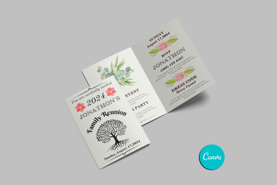 Funeral Program Template for Man Canva, Family Reunion Invitation ...