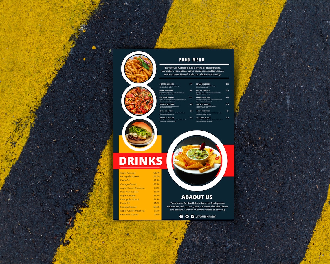 Canva Editable Food Menu Template Food Menu Template Food - Etsy Canada