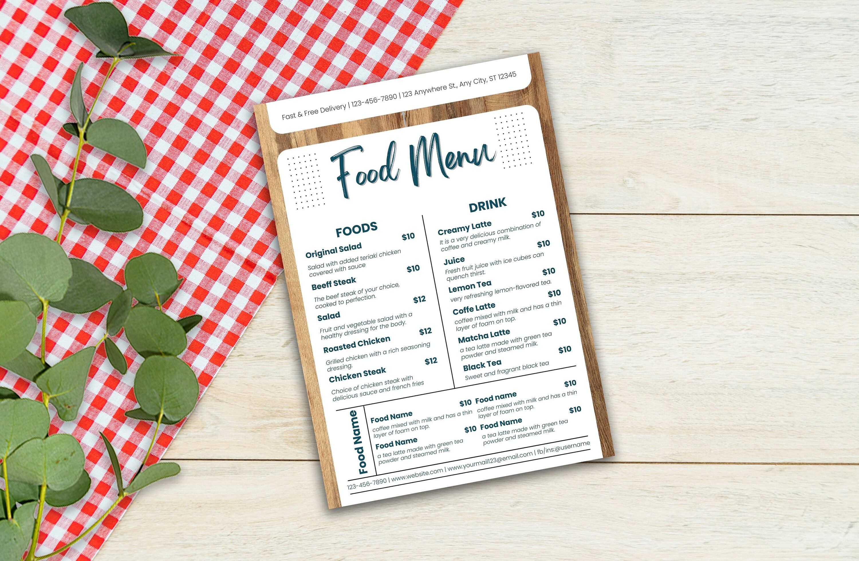 Restaurant Food Menu, Editable DIY Template Price,minimalist Restaurant ...