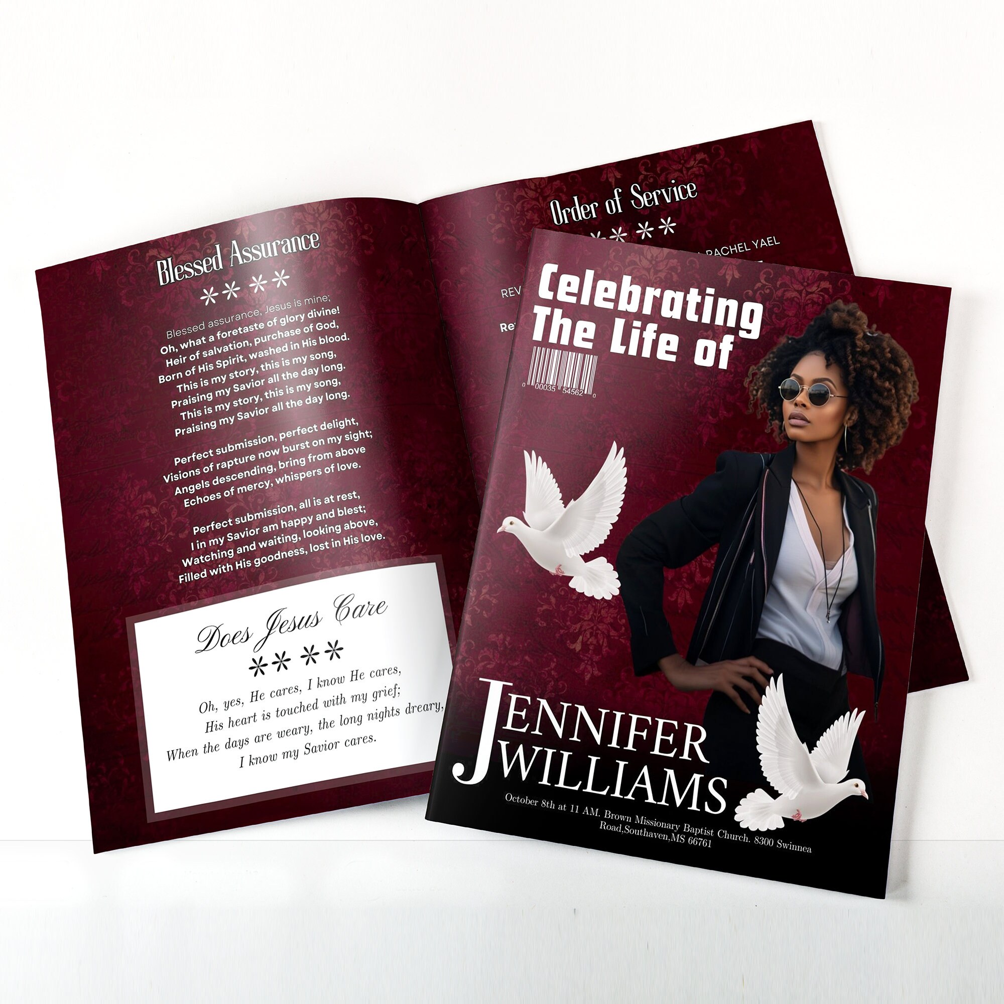 8 Page Red Funeral Program Template | Celebration of Life | Editable in ...