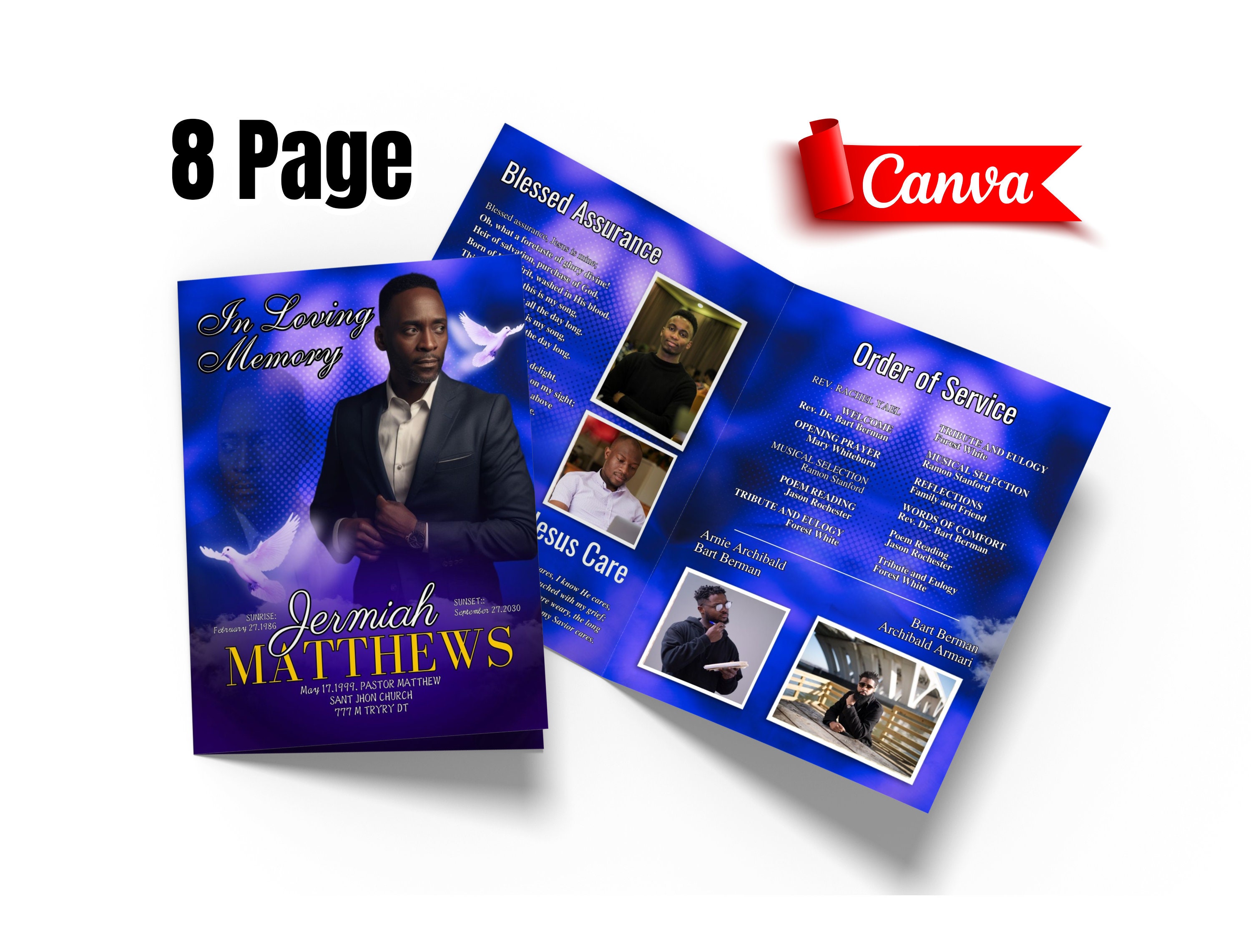 Celebrate Life: Editable Funeral Booklet Template 8 Page Funeral ...