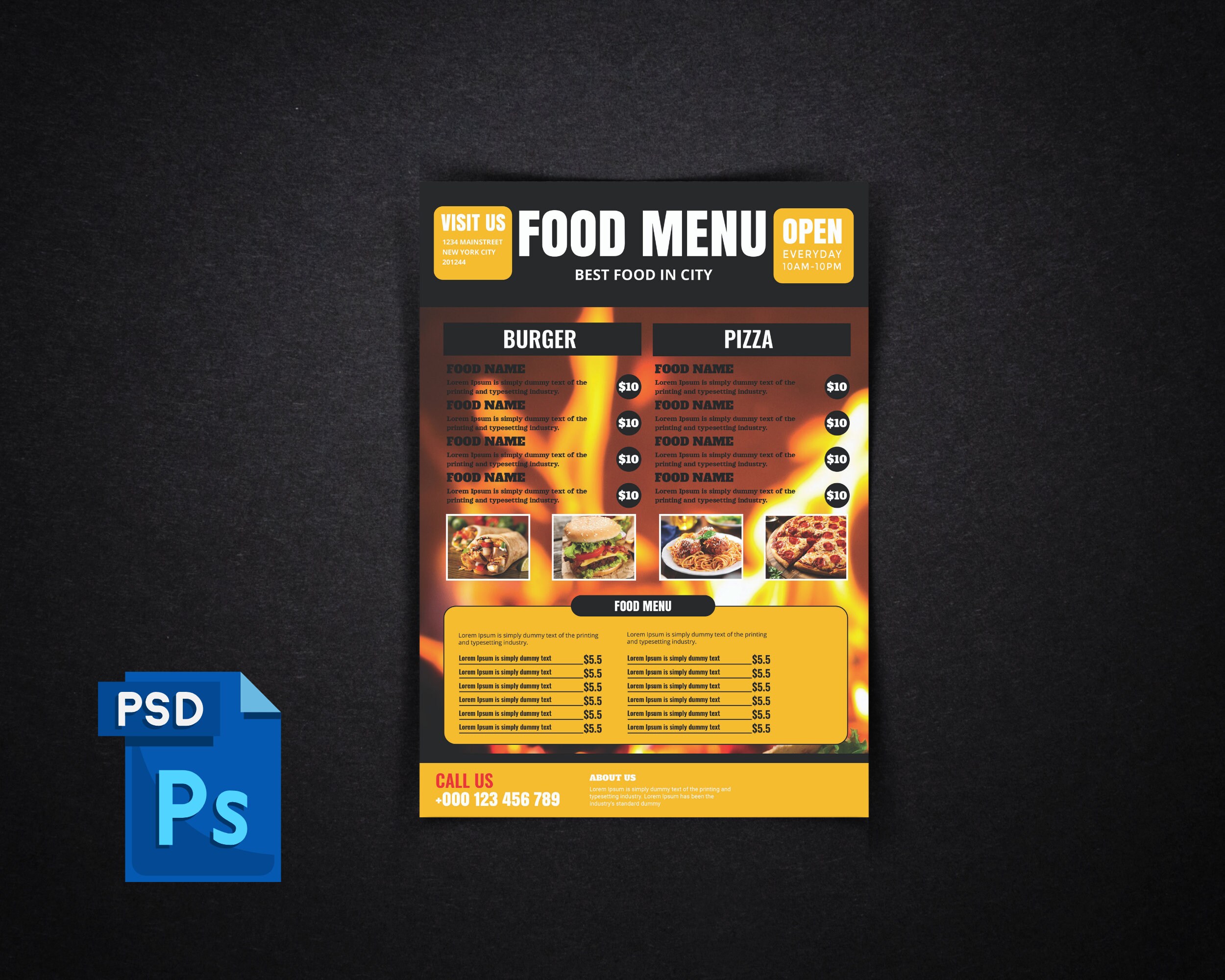Hot and Delicious Editable Food Menu Template for Hotels and Bar - Etsy