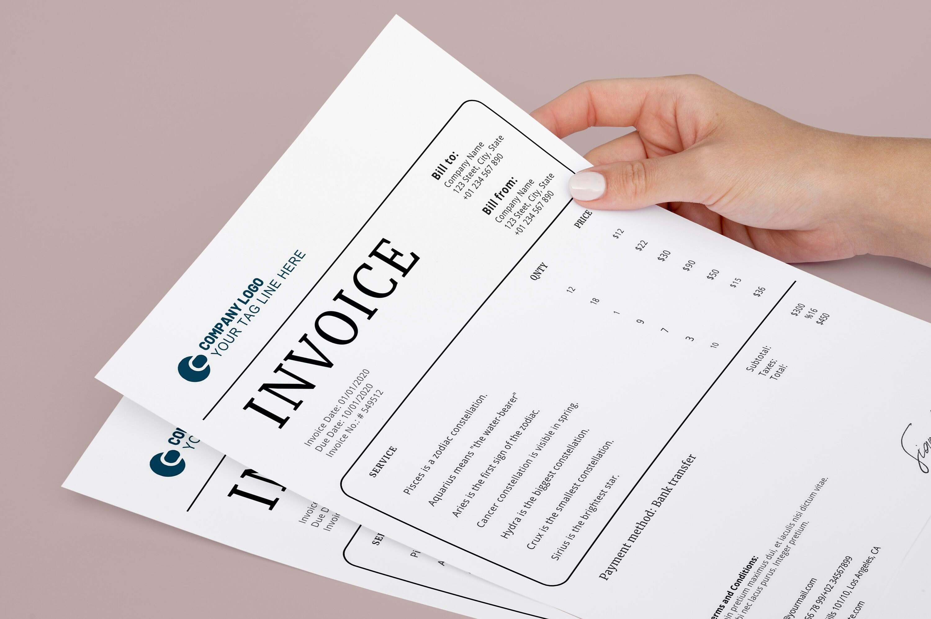 Clean & Modern Invoice Template, Modern Invoice Form Customizable ...