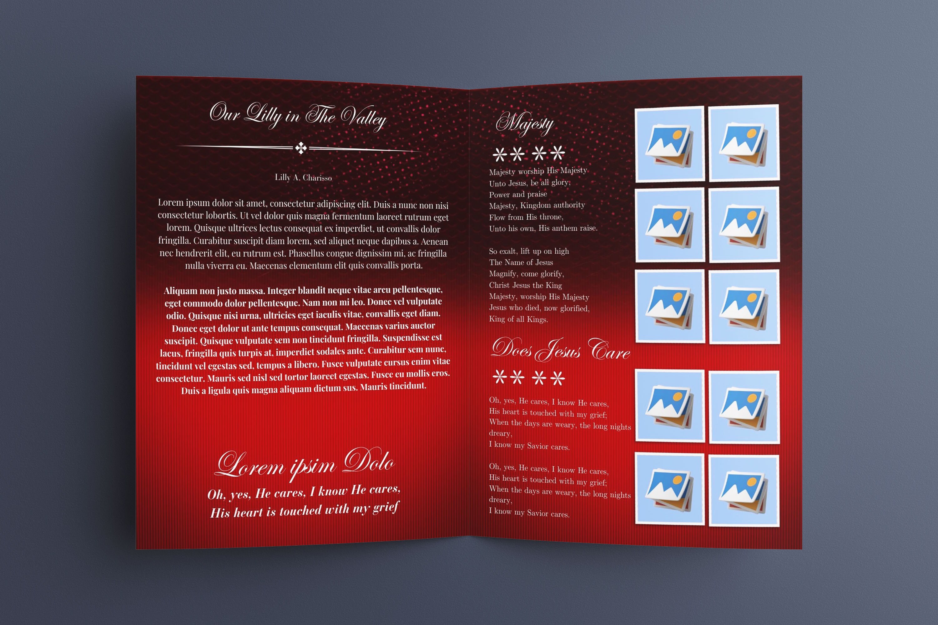 8 Page Red FUNERAL OBITUARY TEMPLATE |elegant Style Funeral Program ...