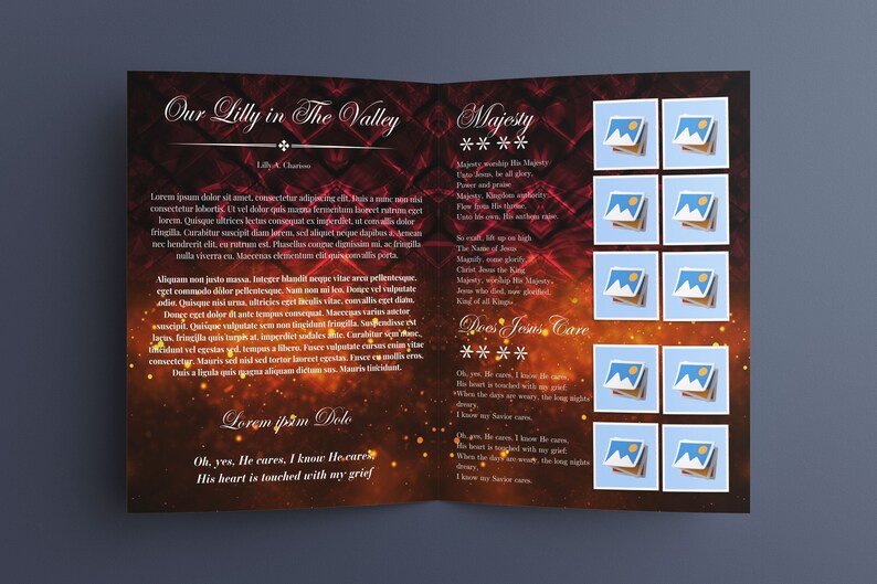 8 Page Modern Black Funeral Program Template , Editable Bi-fold Red ...