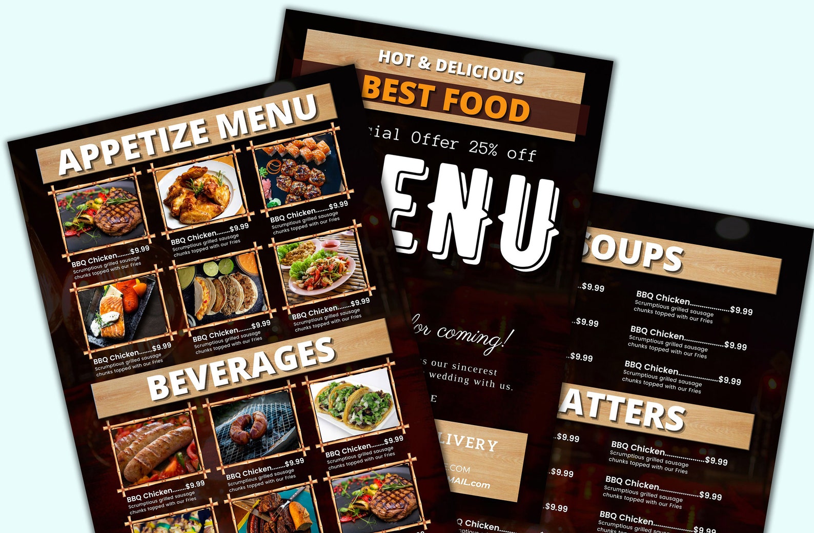 Editable Modern Food Menu Template, Restaurant Menu Template ...