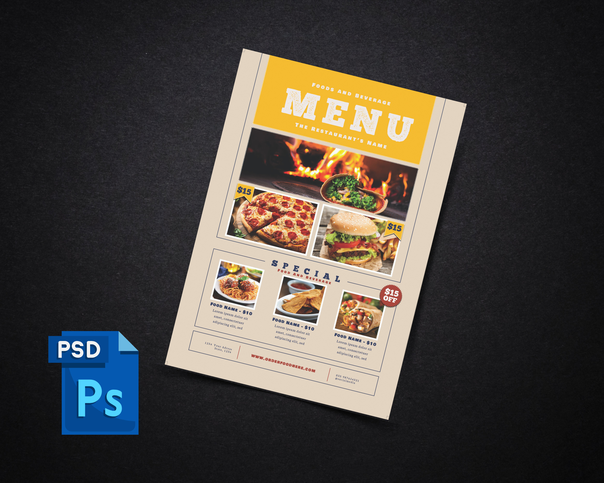 Complete Psd Food Menu Template for Restaurant,a4 Size Menu Template - Etsy