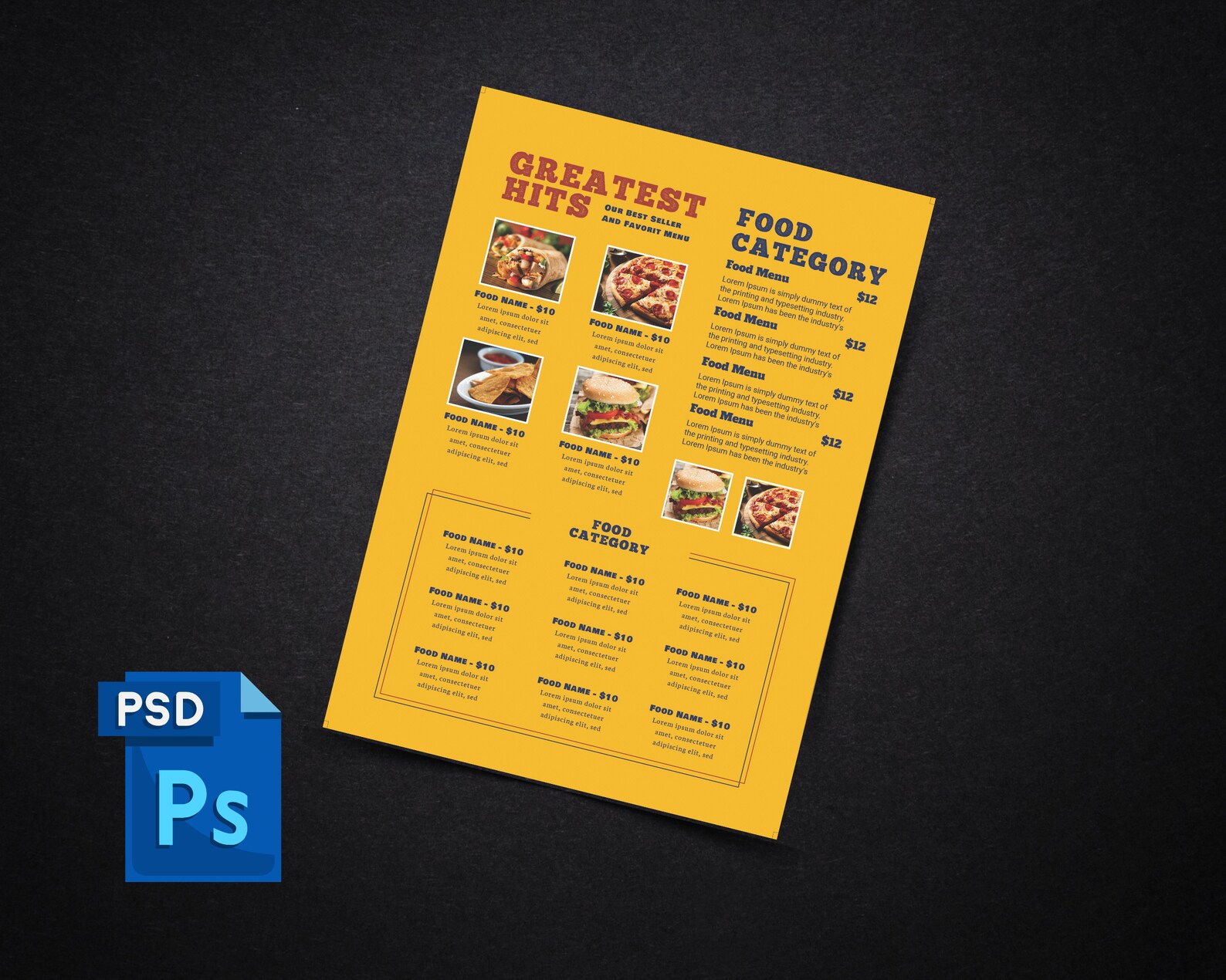 Complete Psd Food Menu Template for Restaurant,a4 Size Menu Template - Etsy