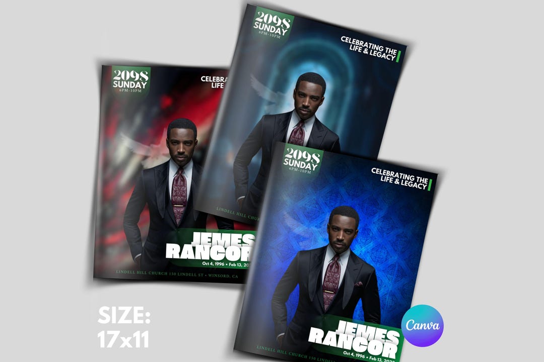 Modern BOOKLET Memorial Program Template, Bi-fold Funeral Program Book ...