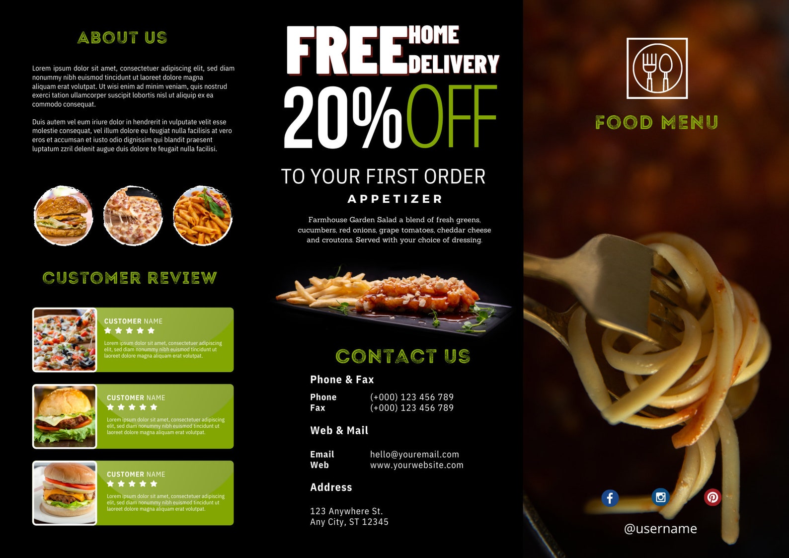 Trifold Menu Template | Editable Menu Template| Restaurant Menu ...