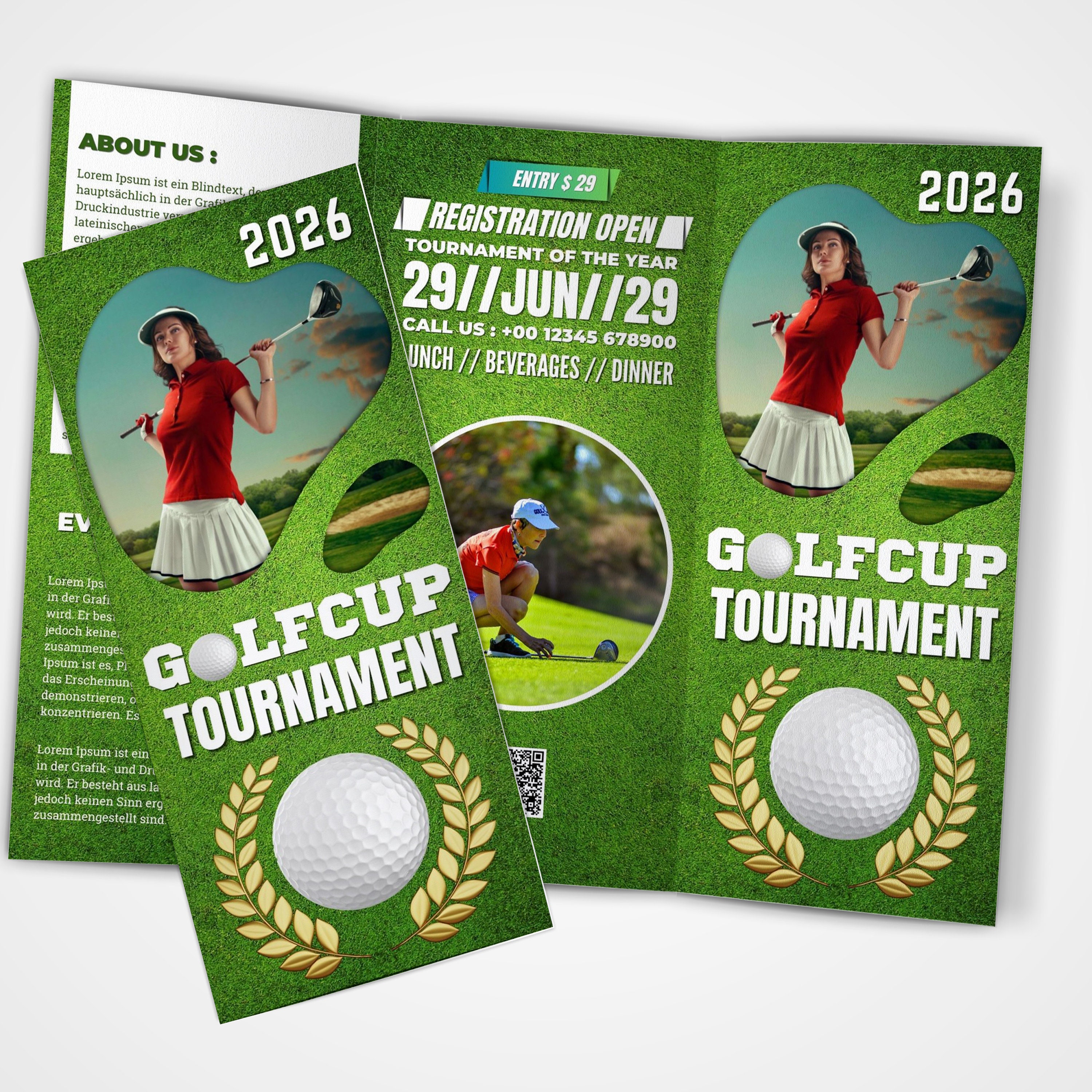 Golf Tournament Trifold Brochure Template | Golf Tournament Flyer ...