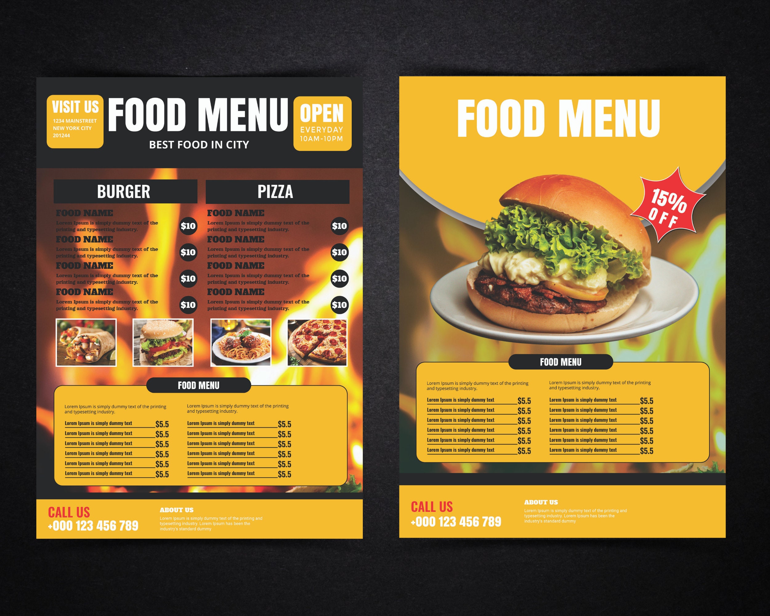 Hot and Delicious Editable Food Menu Template for Hotels and Bar - Etsy