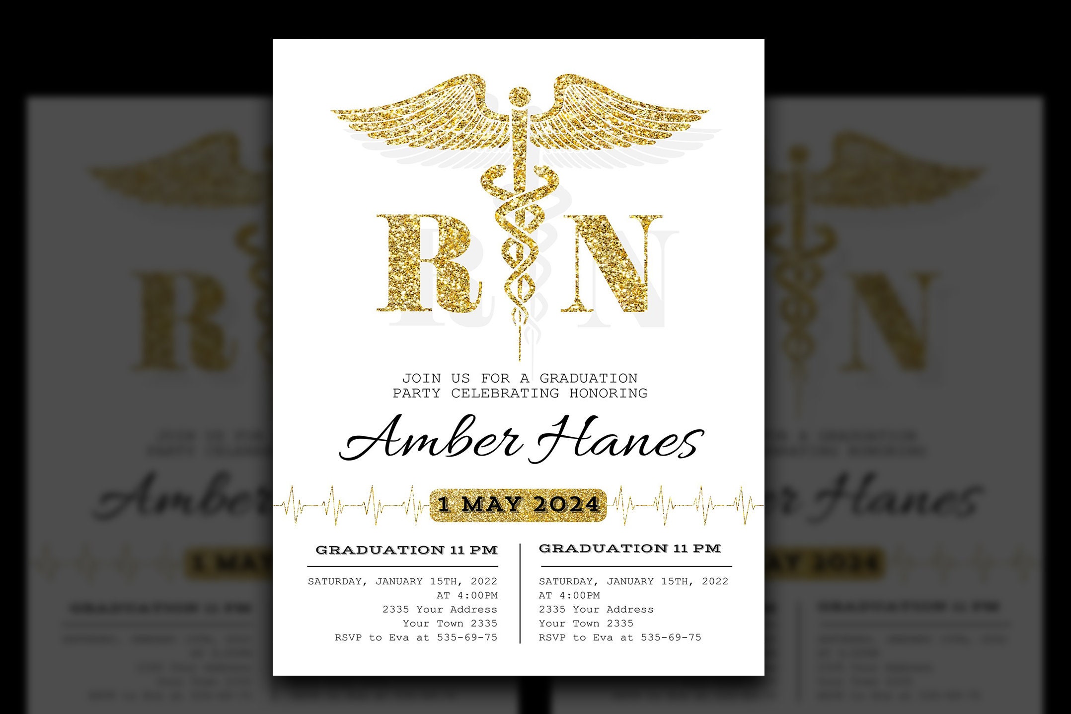 Nurse Graduation Party Invitation | Rn Graduation Invitation | Nursing ...