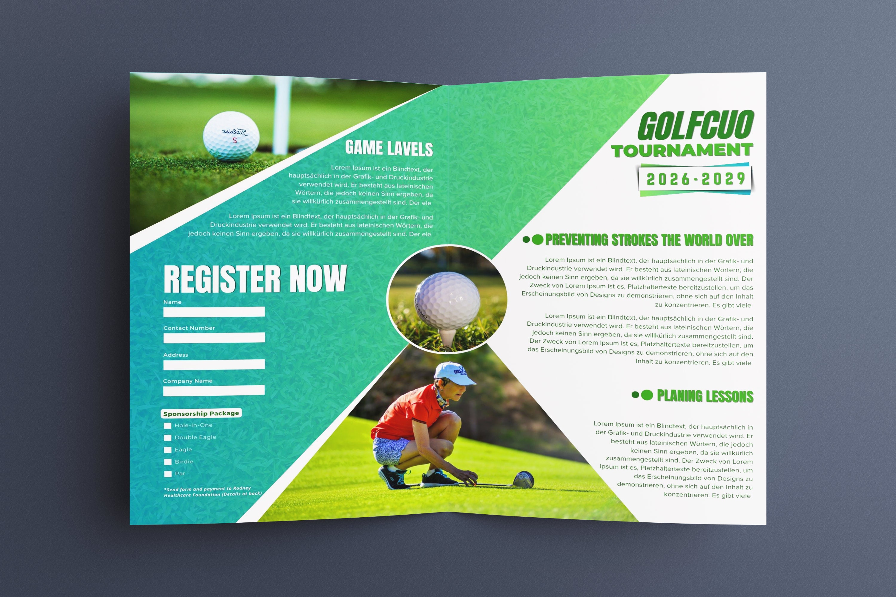 Golf Tournament Bi-fold Brochure Template | Golf Cup Bifold / Halffold ...
