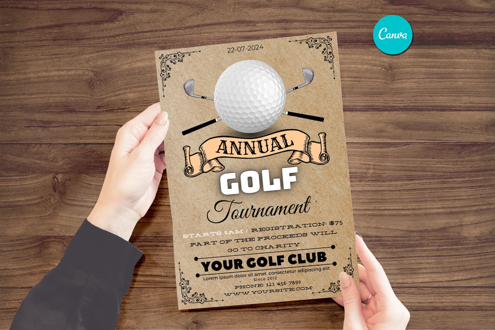 Editable Golf Tournament Flyer Template, Golf Tournament Fundraiser ...