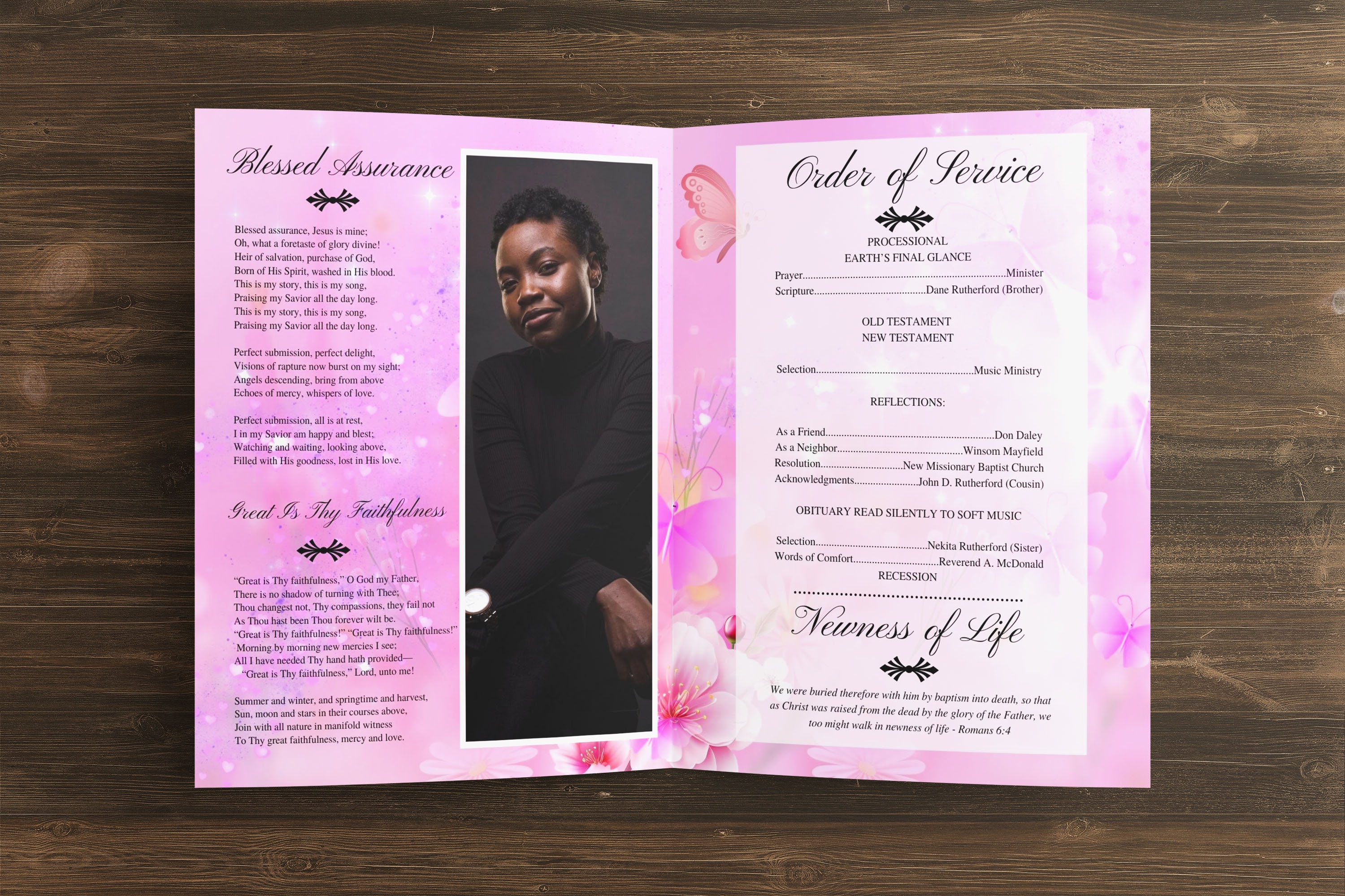 8 Page Funeral Program Pink Template, Canva Funeral Template Printable ...
