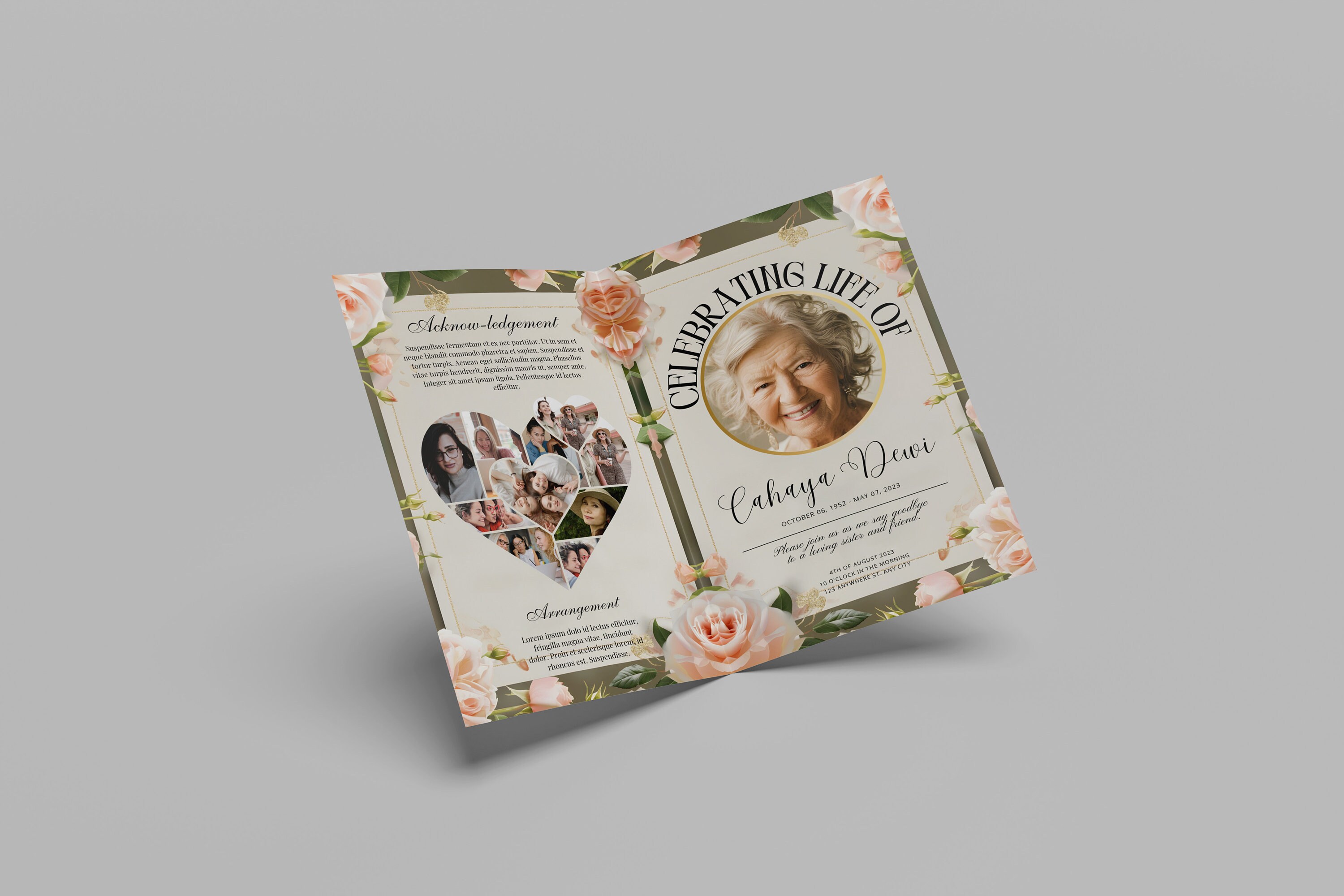 Editable Funeral Program Template, Memorial Service Template ...
