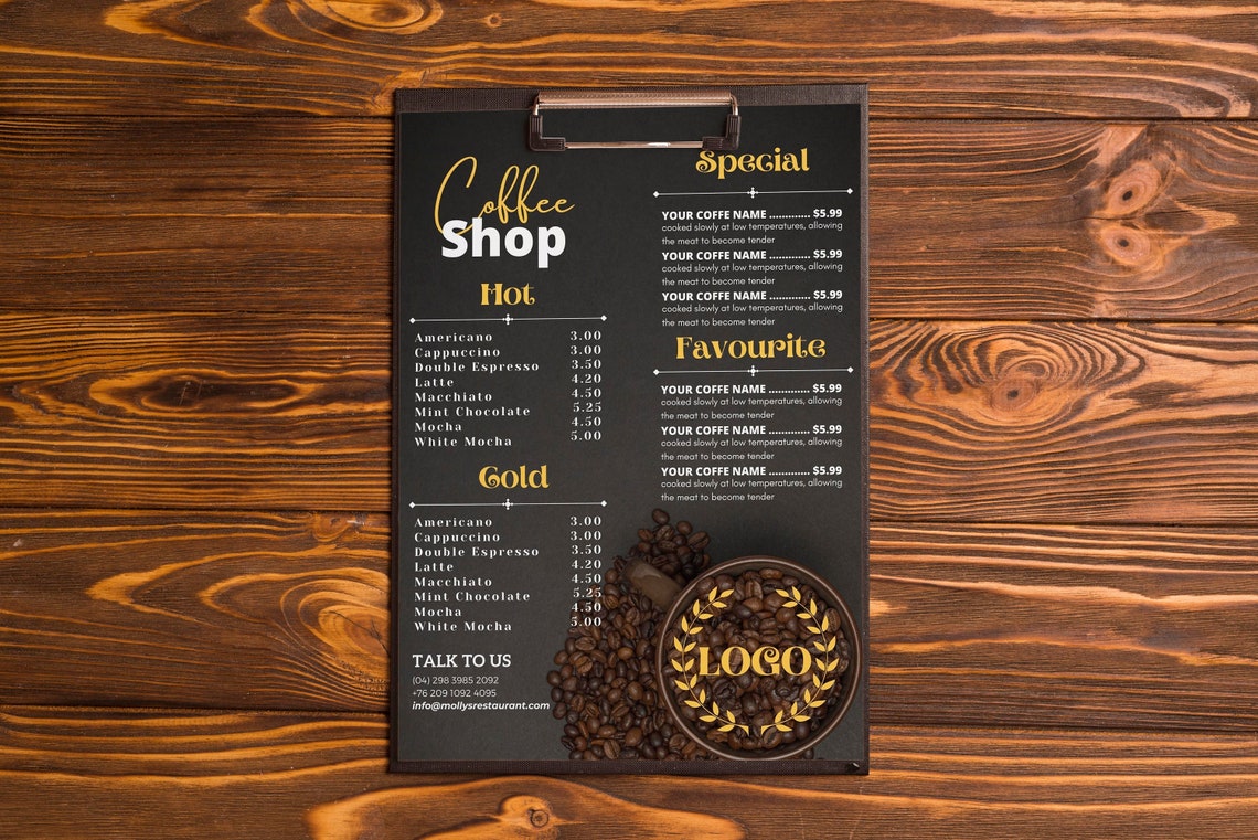 Coffee Shop Menu, Editable Coffee Menu Template, Coffee Bar Sign ...