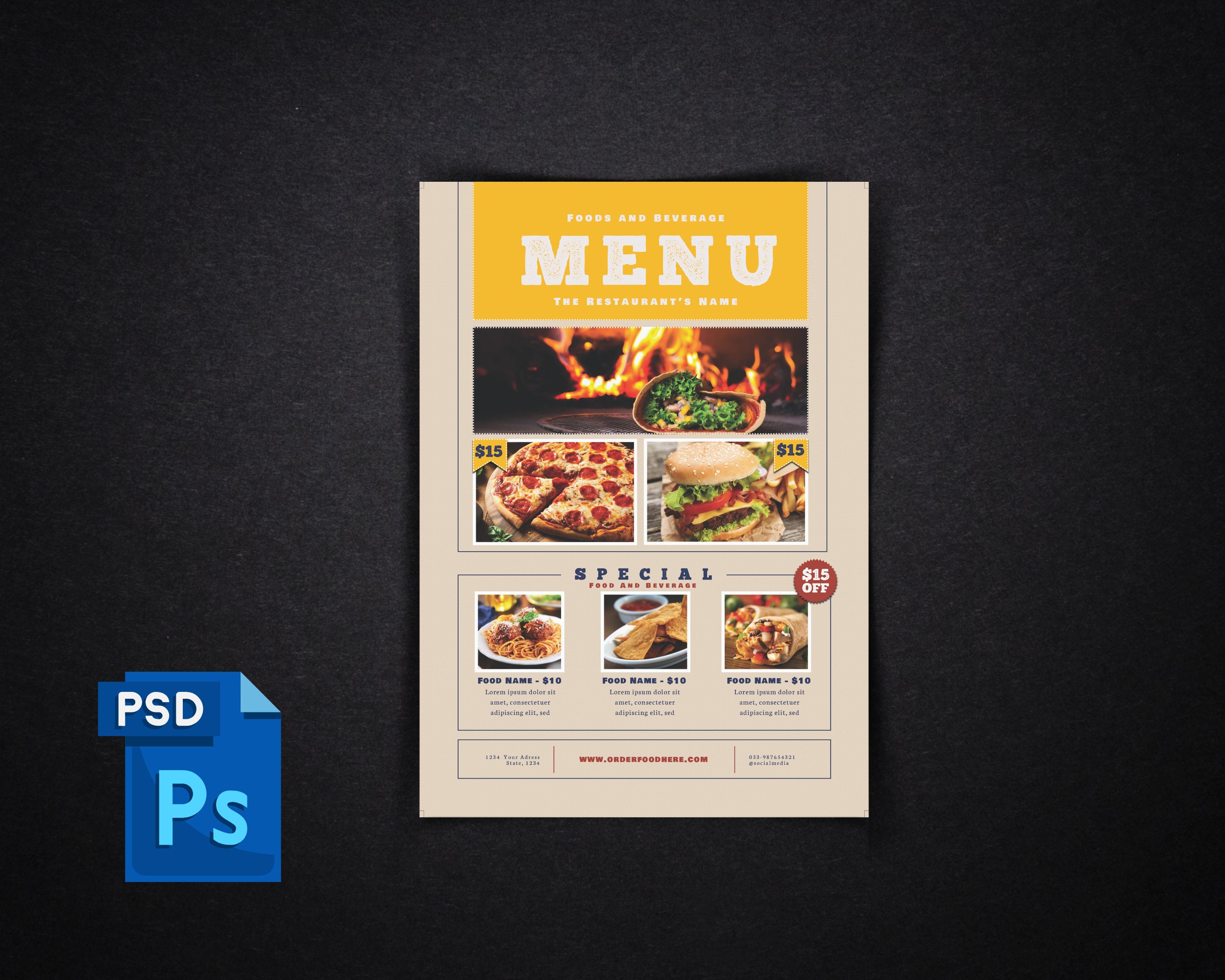 Complete Psd Food Menu Template for Restaurant,a4 Size Menu Template - Etsy