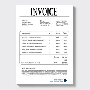 Editable Invoice Template - CANVA, Modern Invoice Form Customizable ...