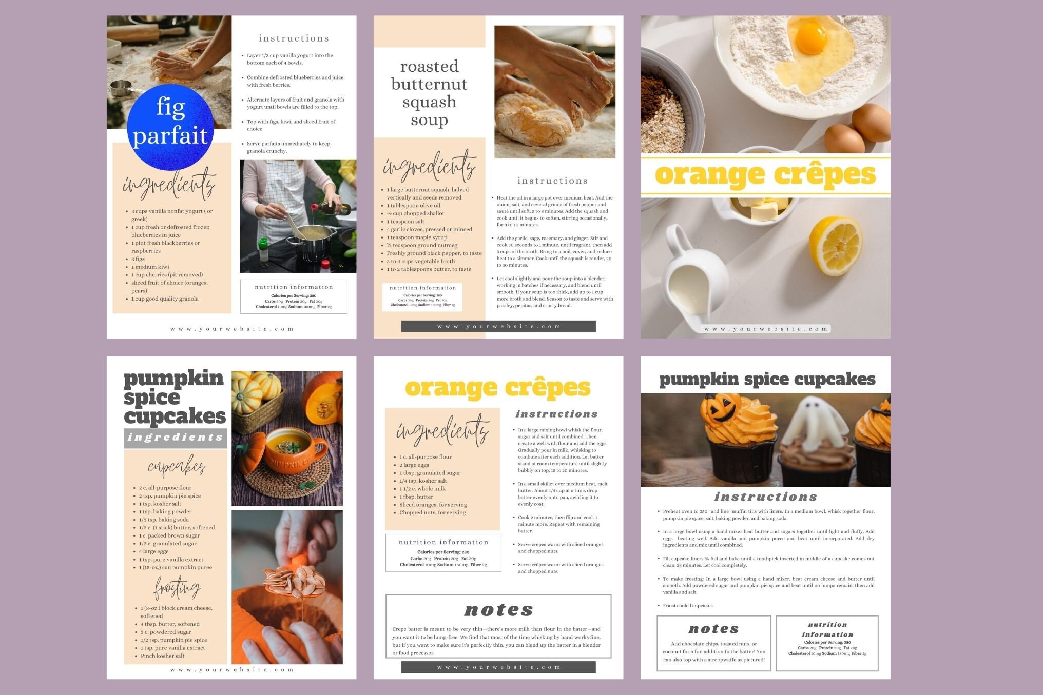 Printable Cookbook Template Canva, Cookbook Template Printable ...
