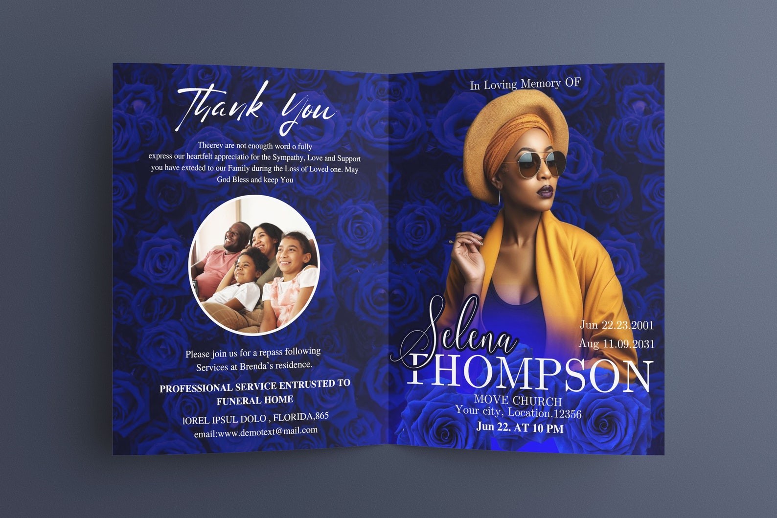Funeral Memorial Booklet Canva Template (8 Pages), Elegant Style ...