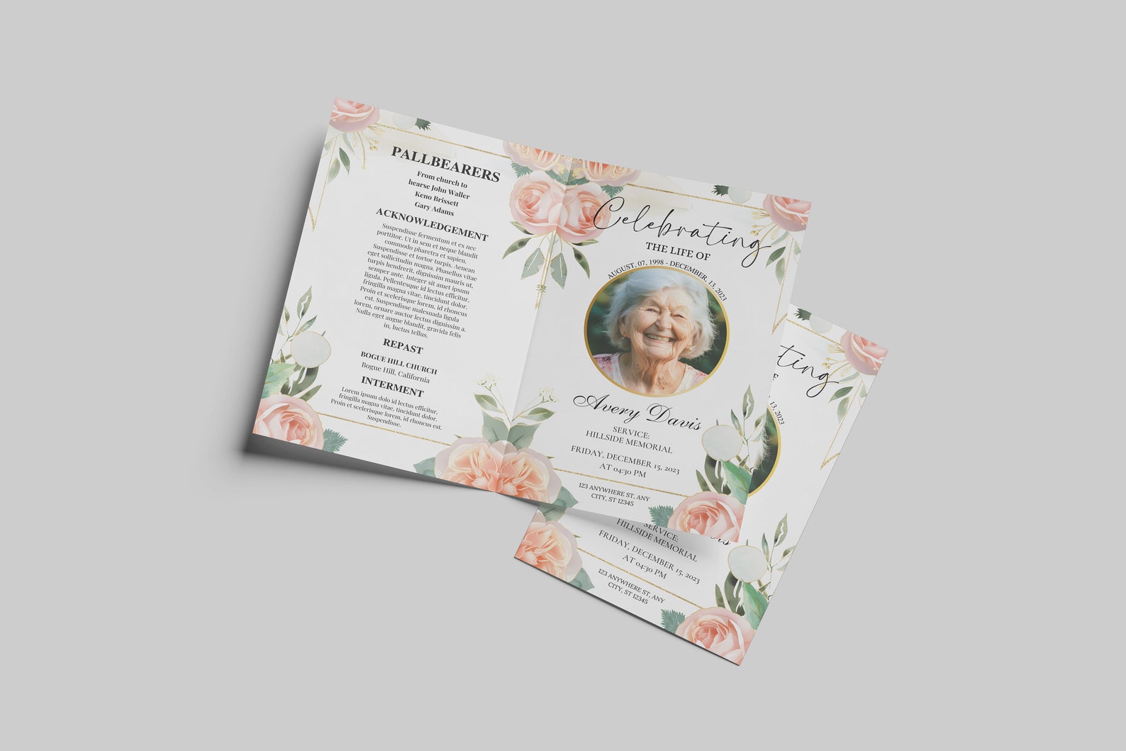Editable Funeral Program Template, Canva Funeral Template Printable, Bi ...