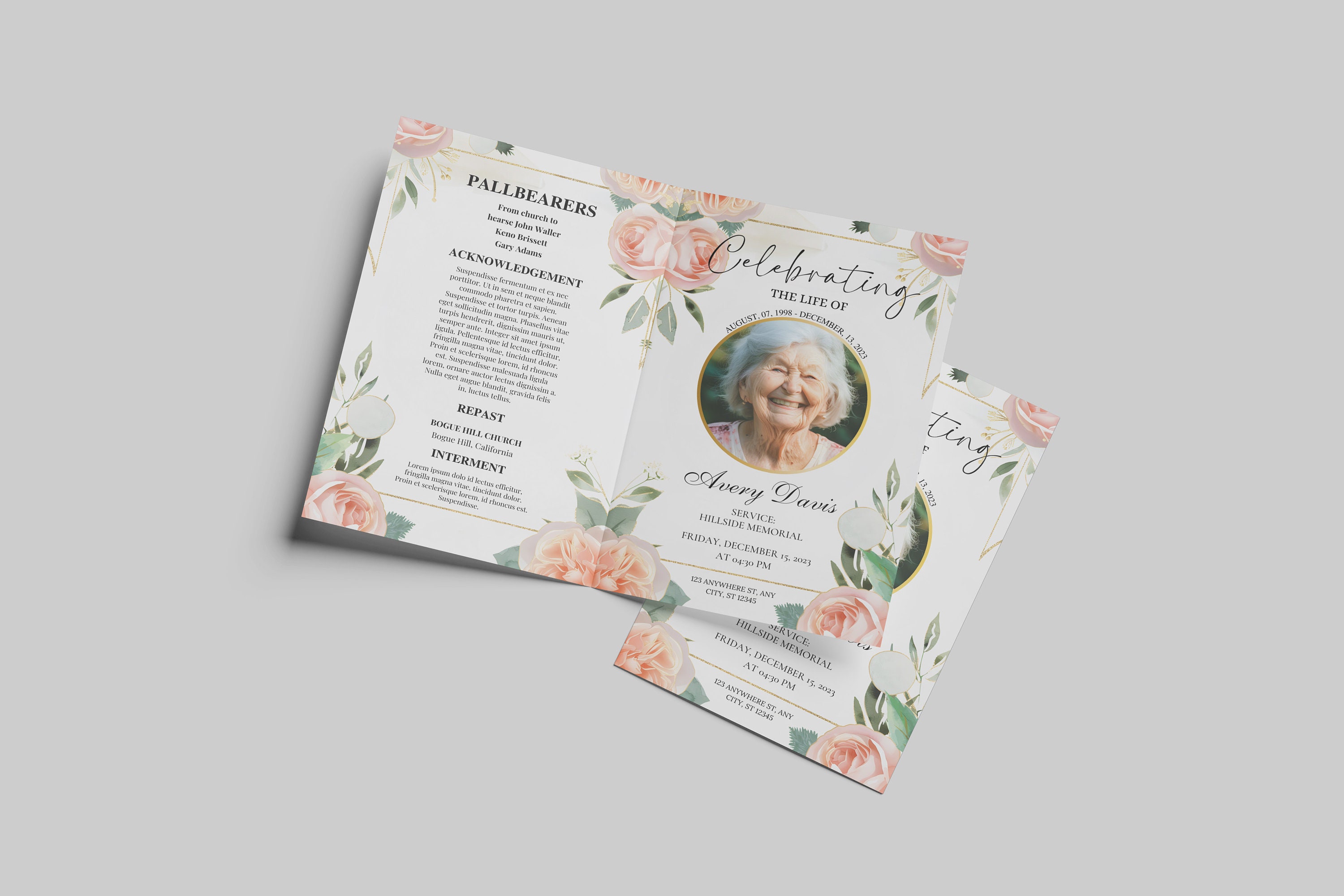 Editable Funeral Program Template, Canva Funeral Template Printable, Bi ...
