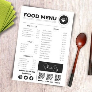 Food Menu Sign Template, Food Menu Template Boho, Food Menu Template ...