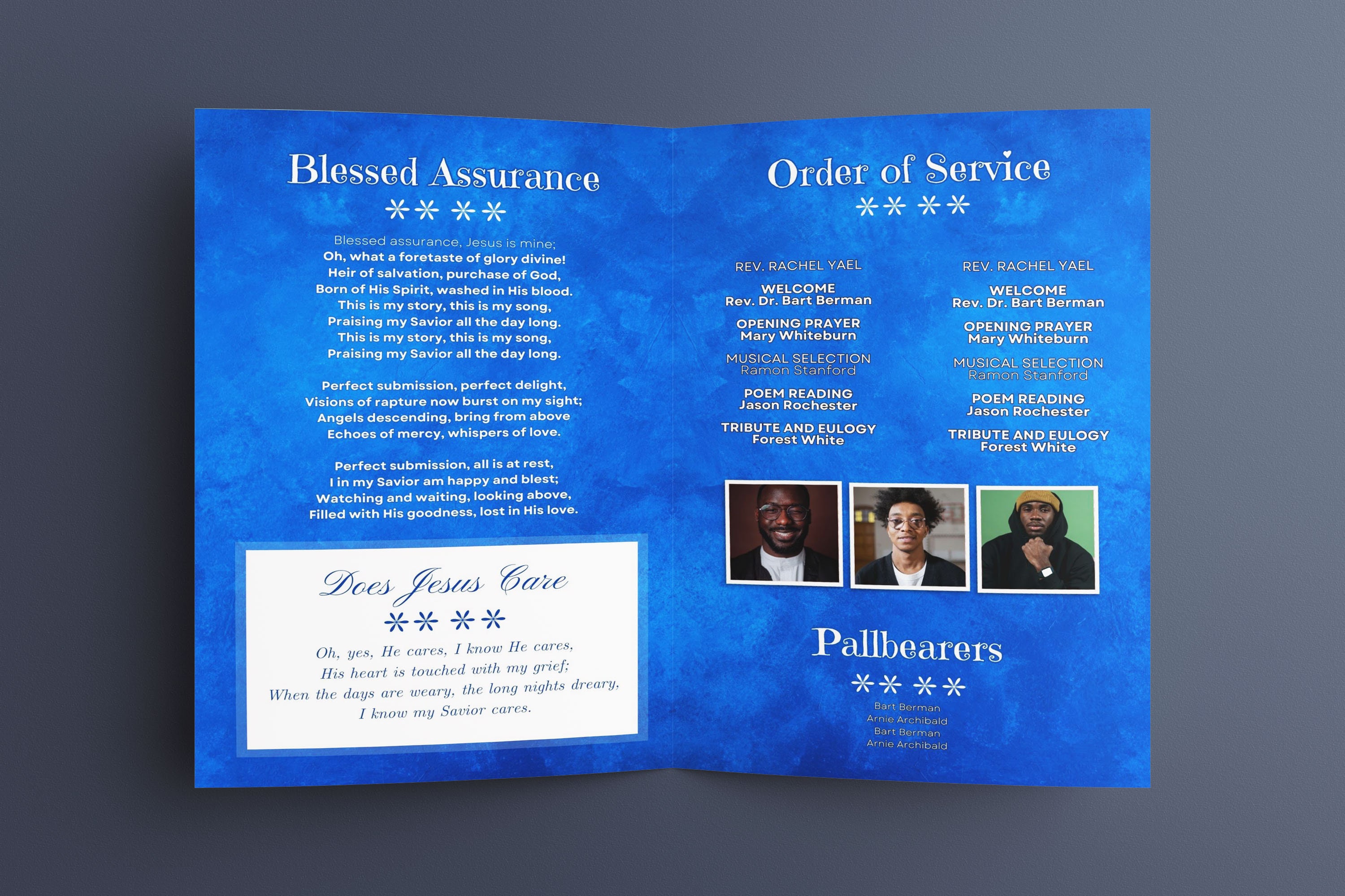 Royal Blue Funeral Program Template 8 Page - Etsy