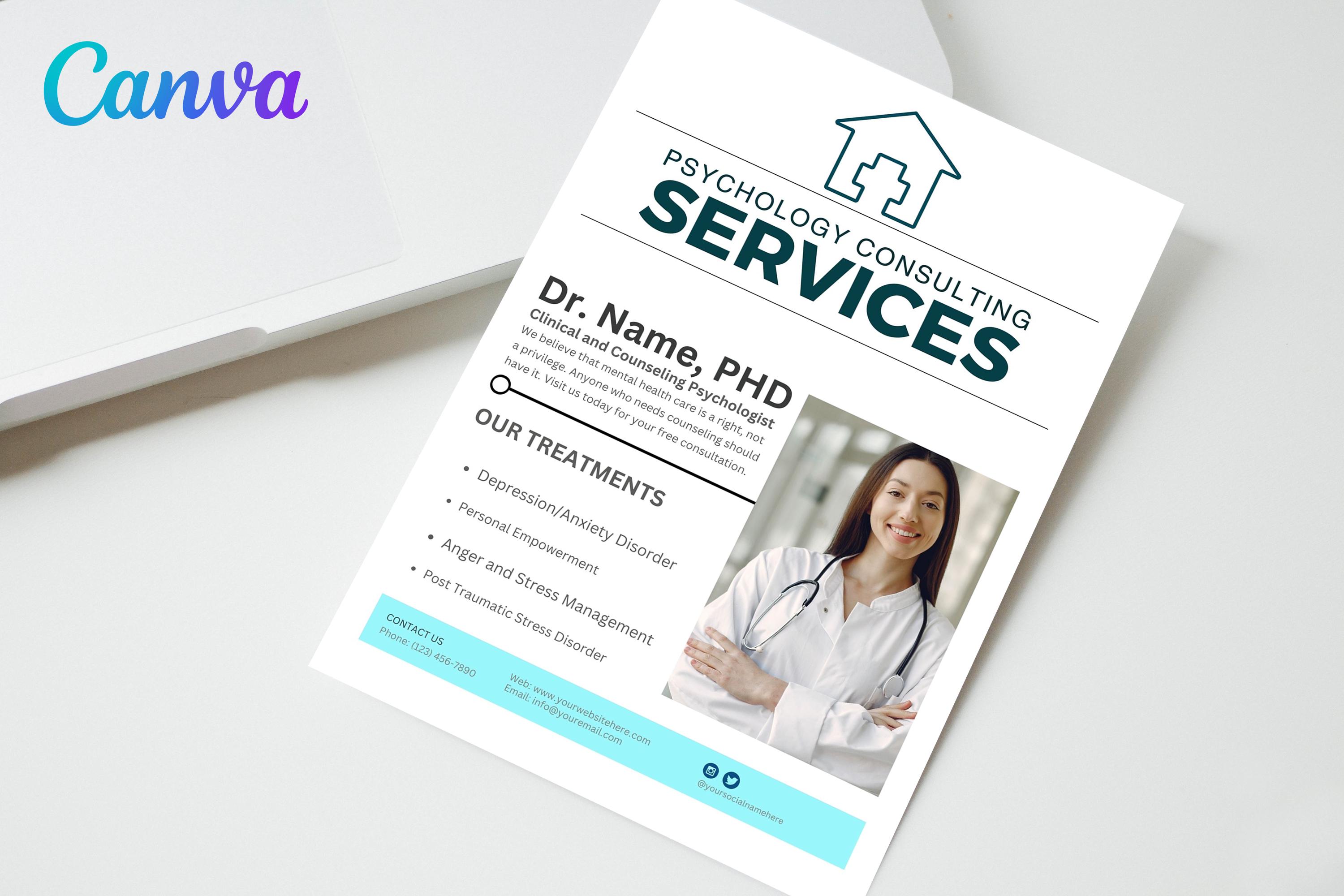 Psychology Therapy Flyer, Mental Health Flyer, Psychologist Service ...