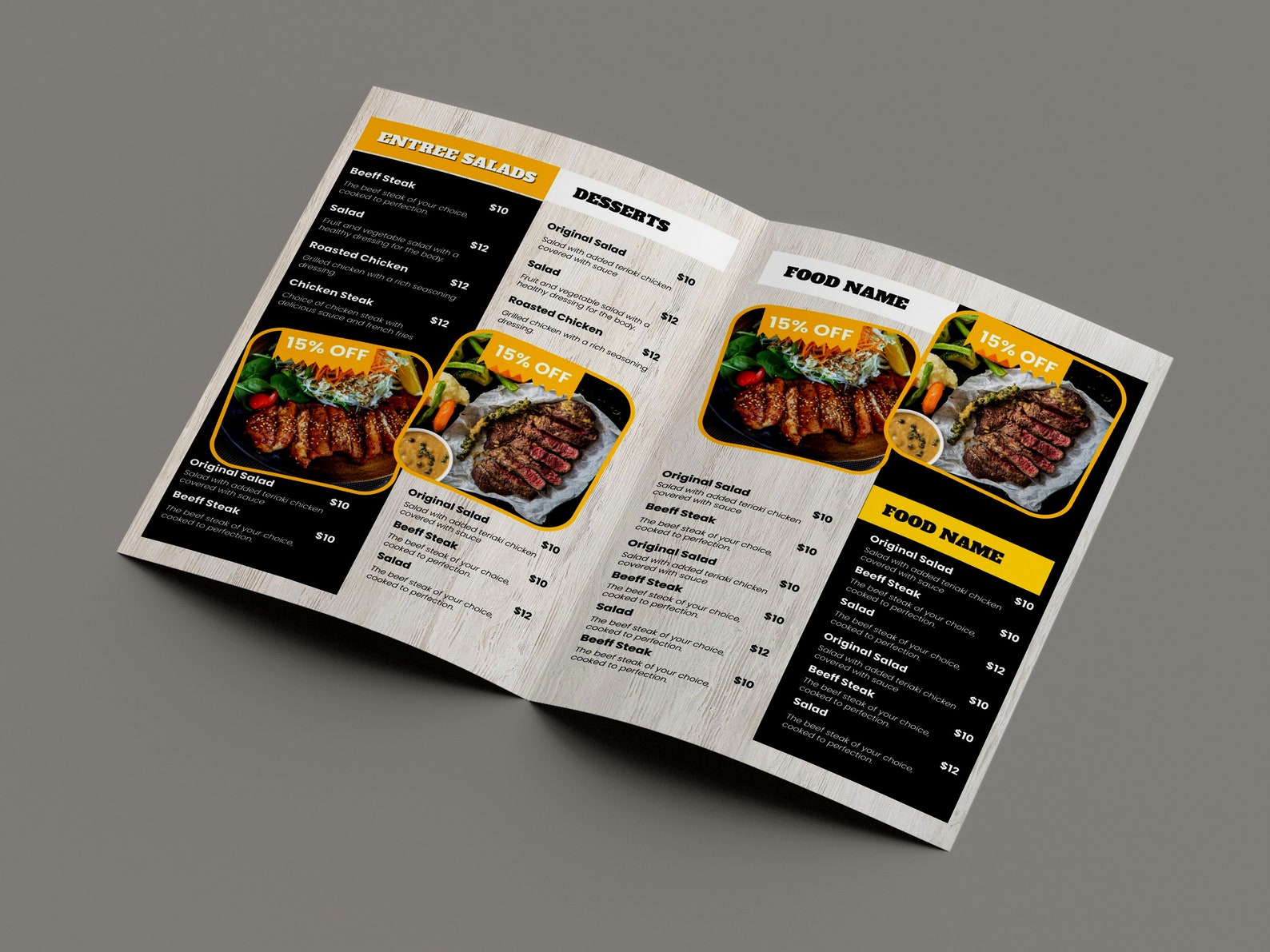 Bifold Food Menu Brochure Template, Editable Template Price List ...