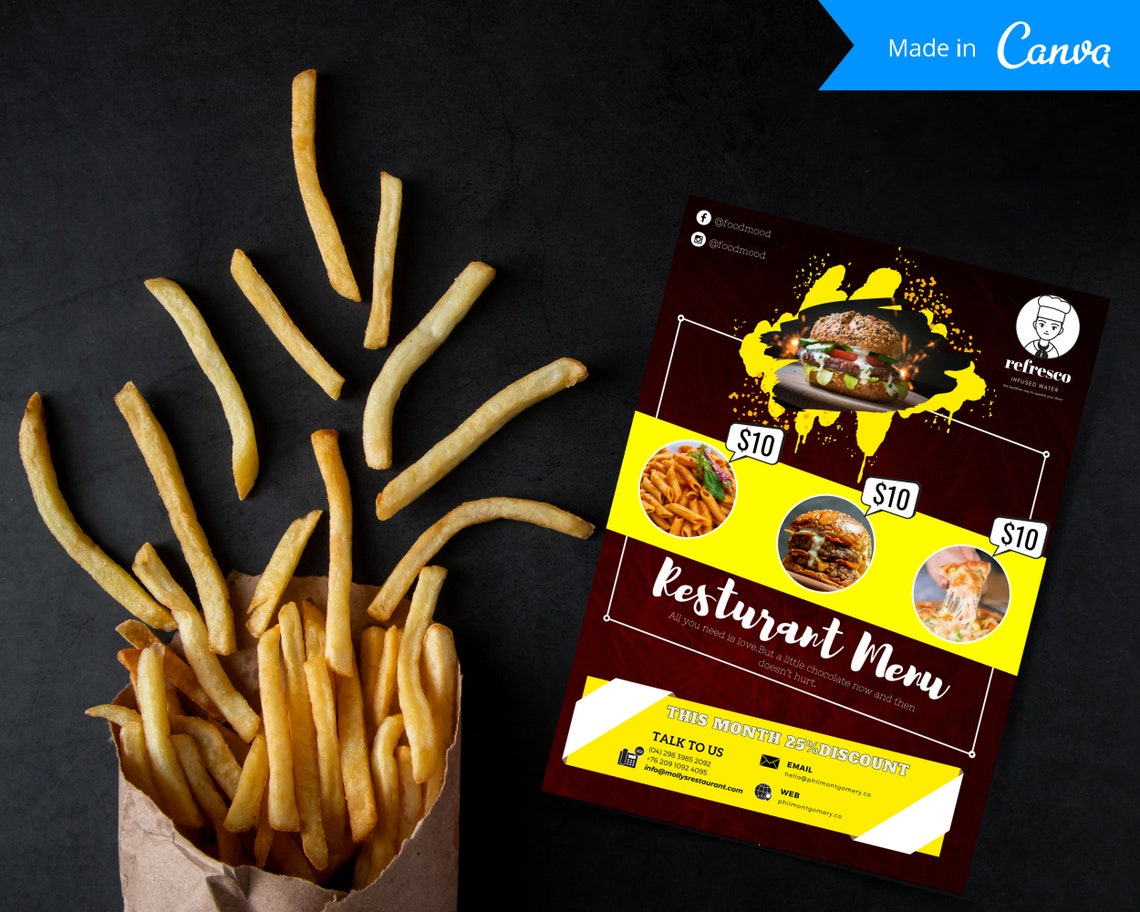Editable Food Menu Template Food Menu Template Food Menu Restaurant Menu Canva Template 