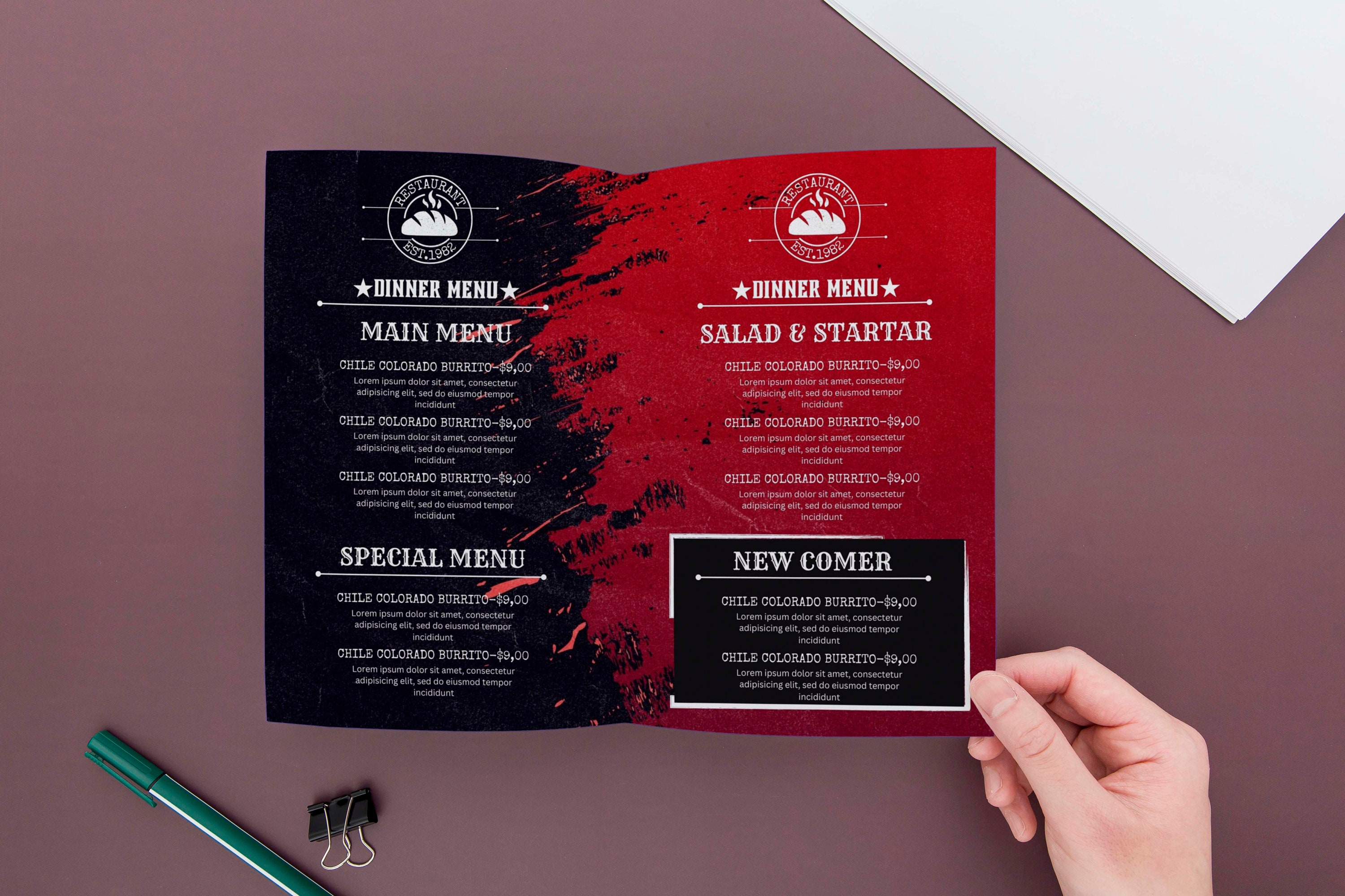 8 PAGE Minimalist Restaurant Menu Template, Simple Food & Drink Menu ...