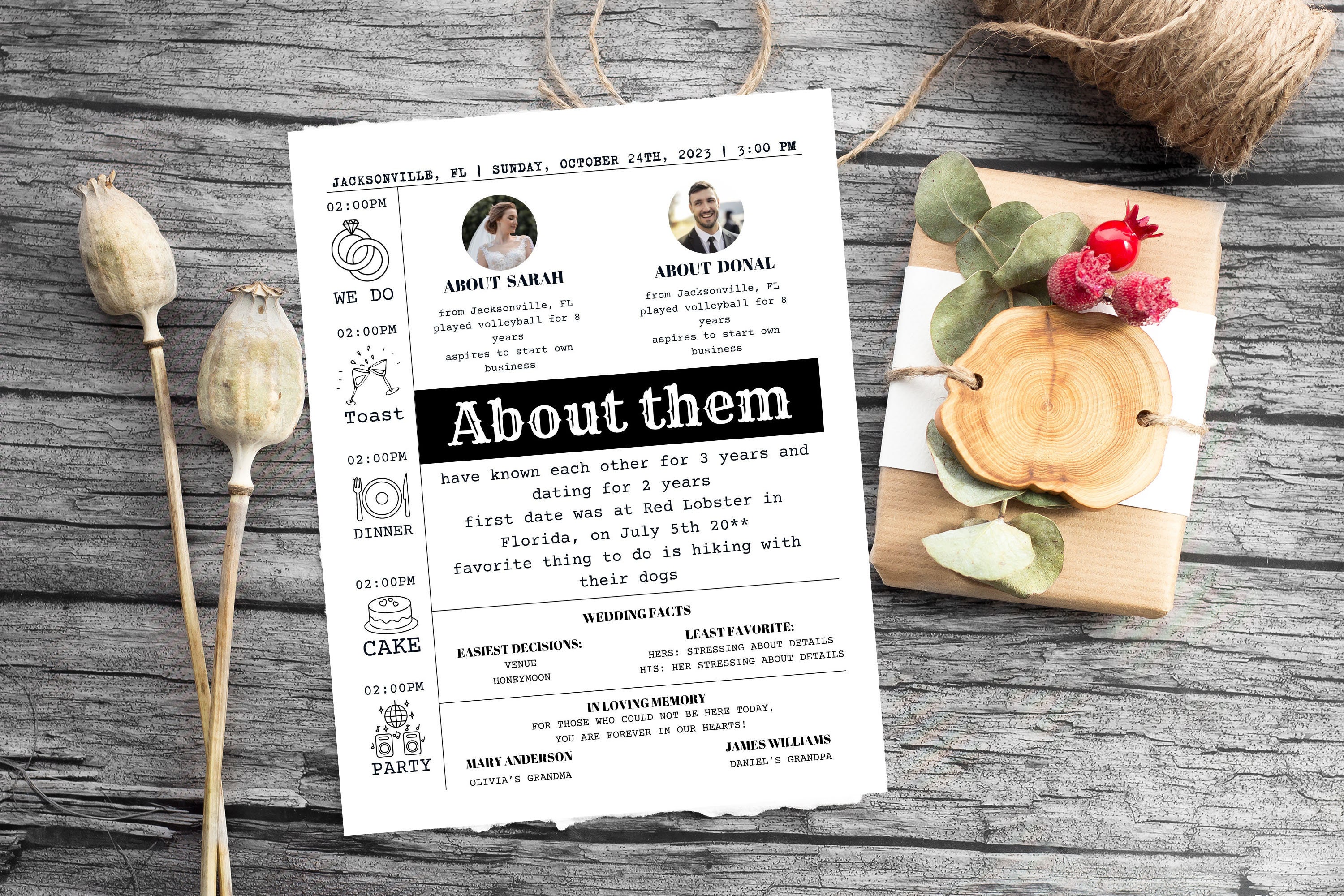 Editable Newspaper Wedding Program Template Editable Wedding - Etsy
