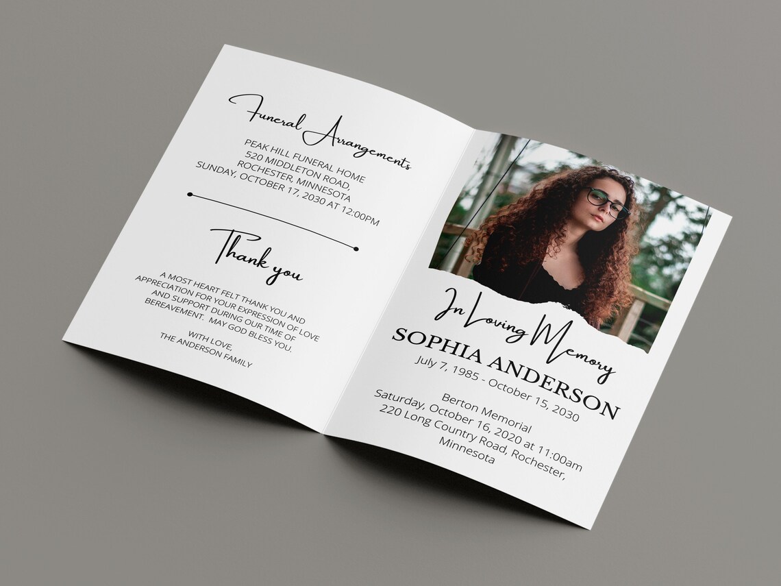 Canva Funeral Program Template, Memorial Program Burgundy, Celebration ...