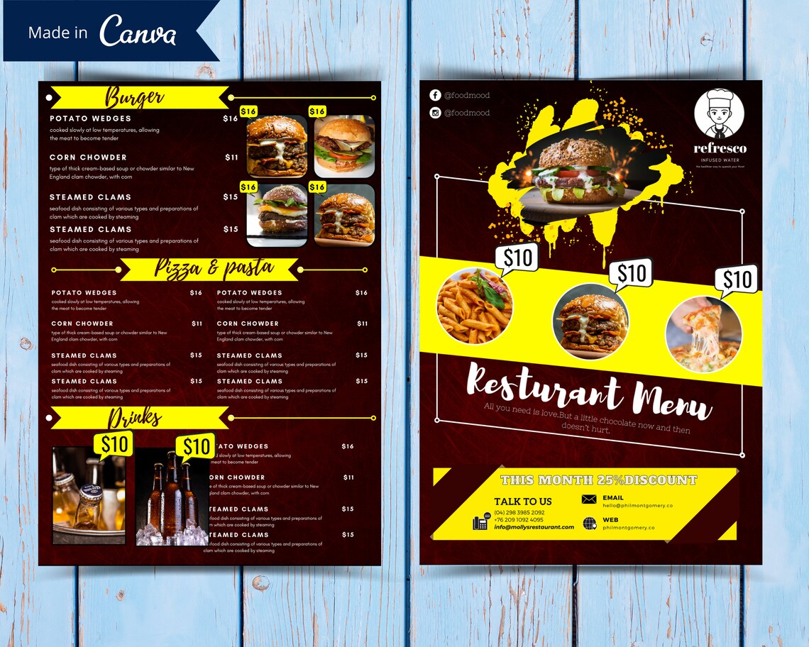 Editable Food Menu Template, Food Menu Template, Food Menu, Restaurant ...