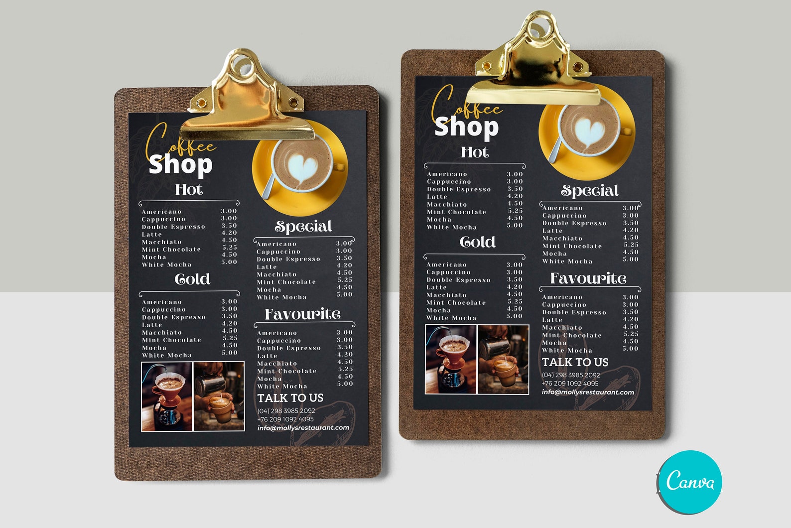 Restaurant Cafe Food Menu Template, Editable Coffee Menu Template, Food ...